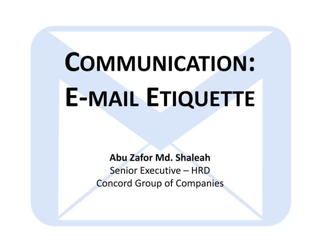Email Etiquette - Basics | PPTX | Email | Internet