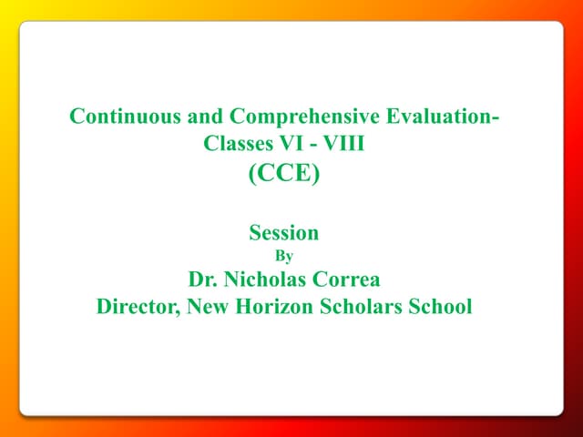 Continuous and Comprehensive Assessment (CCA) | PPTX