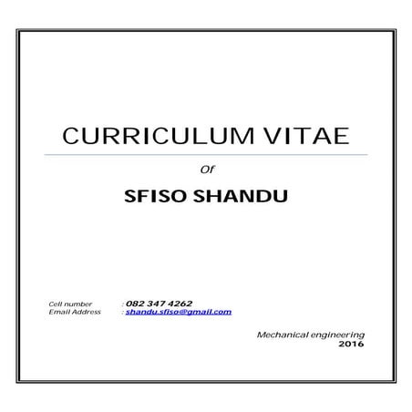 CV of SHANDU SFISO | PDF
