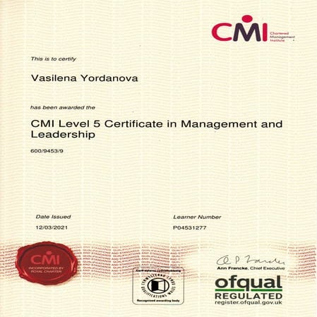 CMI Certificate | PDF