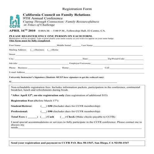 Ccfr Flyer 2010 | PDF