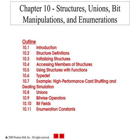 Chapter 10 - Structures, Unions, Bit Manipulations, and Enumerations | PPT