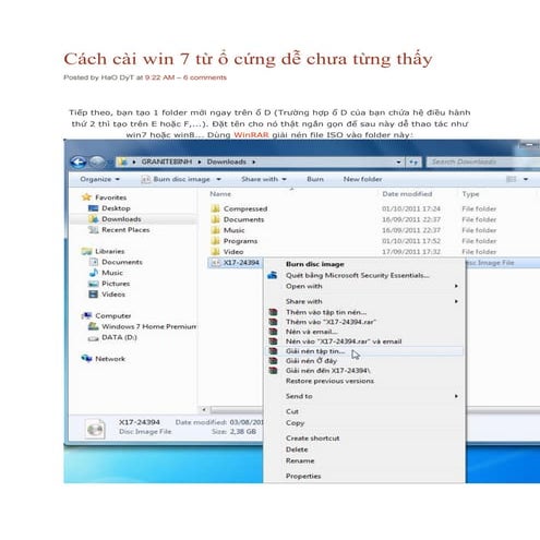 Cách cài Win 7 từ ổ cứng đơn giản | PDF