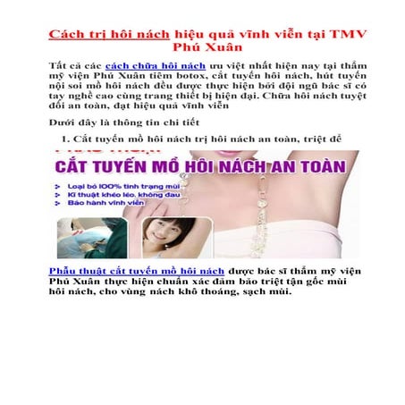 Cách trị hôi nách hiệu quả vĩnh viễn tại tmv phú xuân | PDF