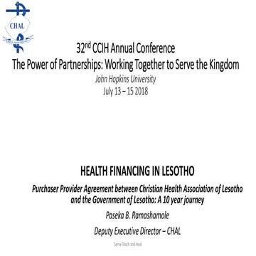 Health Financing in Lesotho FBO Government Partnership | PDF