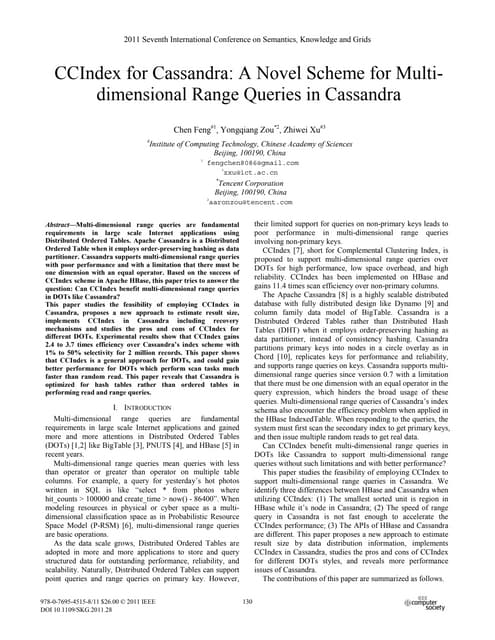 Cc Index For Cassandra A Novel Scheme For Multidimensional Range Queries In Cassandra Pdf