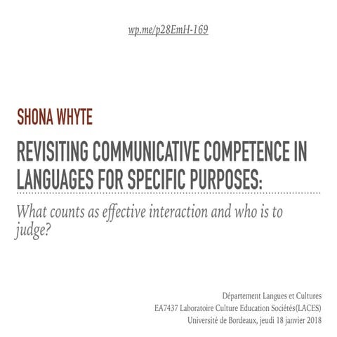 Revisiting communicative competence in languages for specific purposes ...