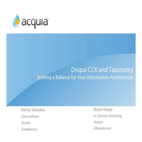 Drupal CCK and Taxonomy: Striking a Balance for Your Information Architecture | PDF | Technology ...