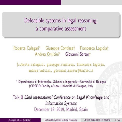 Defeasible systems in legal reasoning: a comparative assessment | PDF