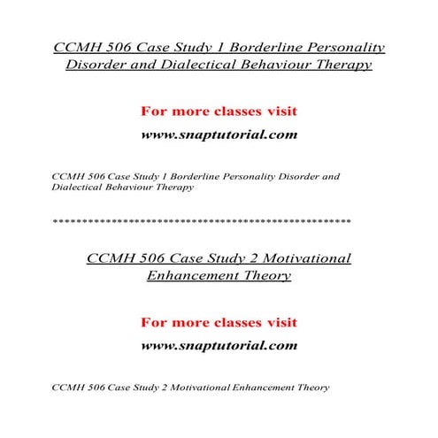 Ccmh 506 Success Begins / snaptutorial.com