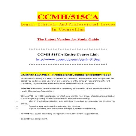 Ccmh 515 ca ccmh515ca ccmh 515ca best tutorials guide uopstudy.com