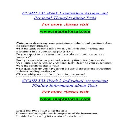 Ccmh 535 Enhance teaching / snaptutorial.com