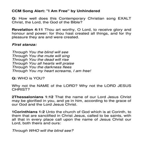 CCM Song Alert I am Free | PDF