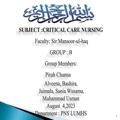 CCN. Unit III Presentation in CCNURSING pptx | PPT