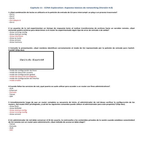 Examen Capitulo 11 de Cisco | PDF