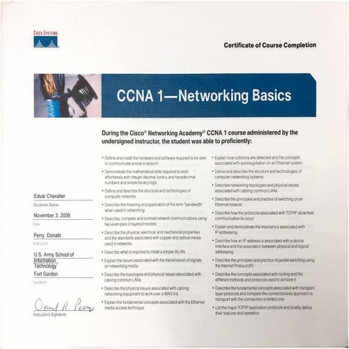 Ccna 1 Certification Course Completion Ppt