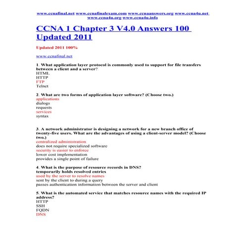 Ccna 2 chapter 8 v4.0 answers 2011 | DOC