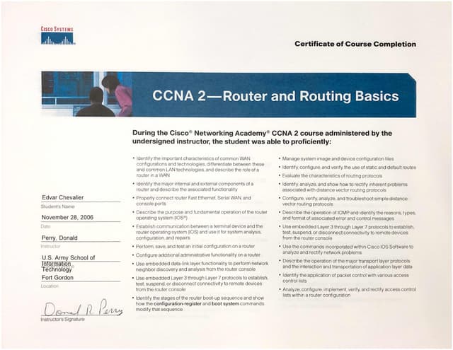 Ccna 2 Certification Course Completion Ppt