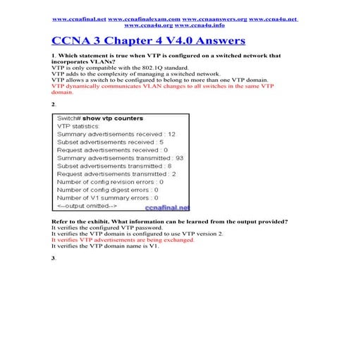 Ccna 3 chapter 4 v4.0 answers 2011 | DOC