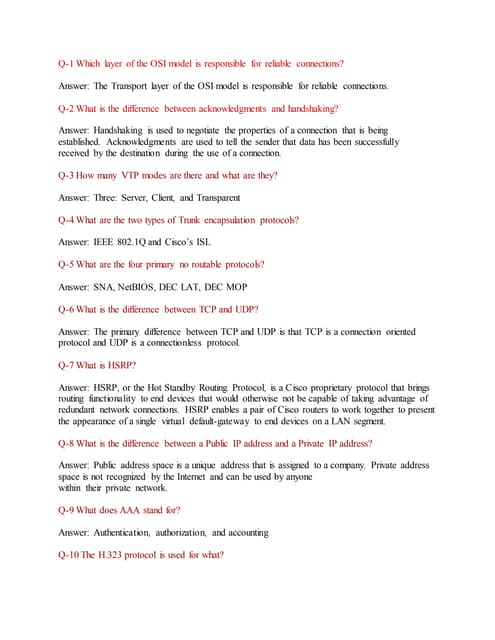 Networking interview questions and answers | PDF