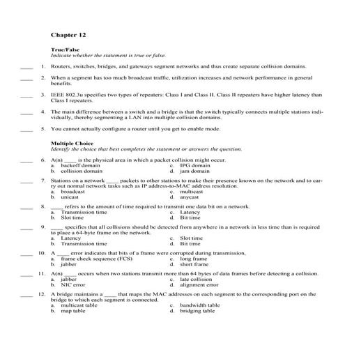 Ccna Basic Switching And Switch Configuration Questions Rtf Computer Networking Computing