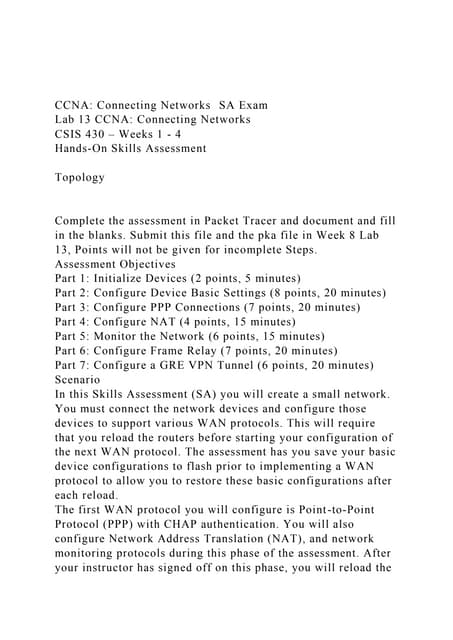 Ccna Connecting Networkssa Examlab 13 Ccna Connecting Netwodocx