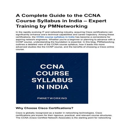 Complete Guide to CCNA Course Syllabus in India | PDF