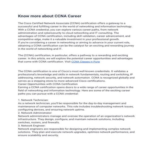 Complete Guide to CCNA Course Syllabus in India | PDF