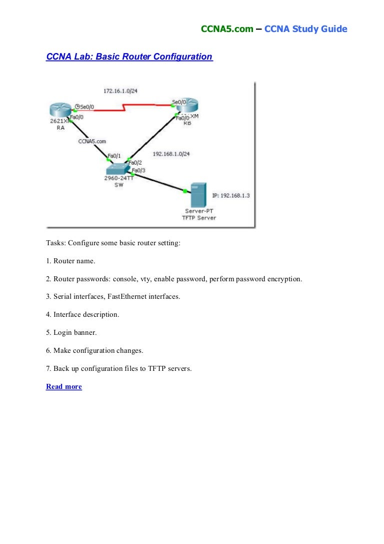 Ccna lab basic router configuration Ccna lab basic router configuration