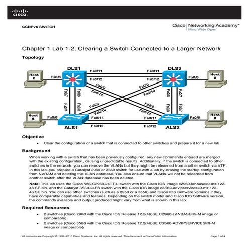 Ccn pv6 switch_lab1-2_clearing_attached_switches_student | PDF