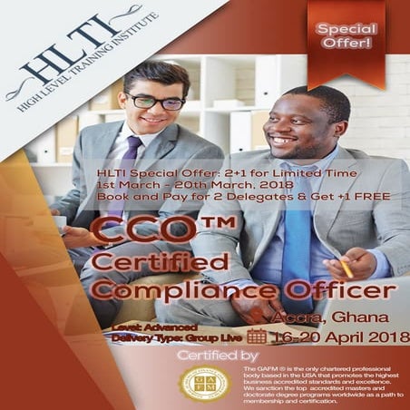 CCO™ - Certified Compliance Officer 16-20 April 2018 Accra,Ghana | PDF