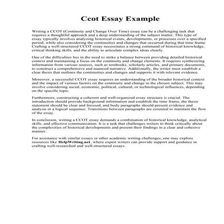 Ccot Essay Example. Western Colorado University | PDF