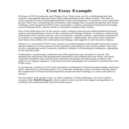 Ccot Essay Example | PDF