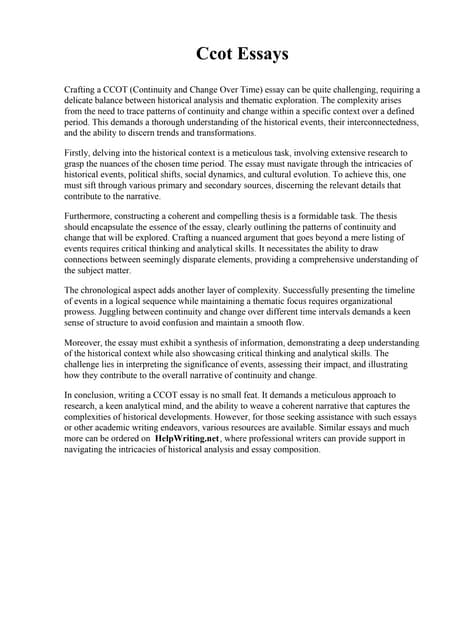 Ccot Essay Example. Western Colorado University | PDF