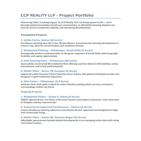 CCP Realty LLP Portfolio - by Karan Lohia | PDF