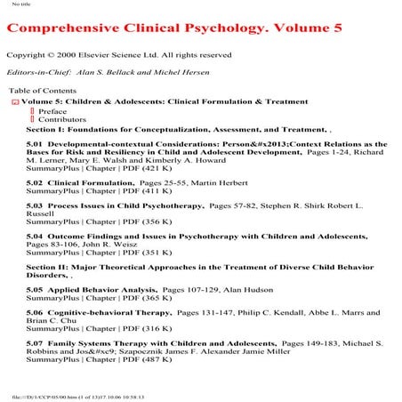 Comprehensive clinical psychology volume 5 | PDF