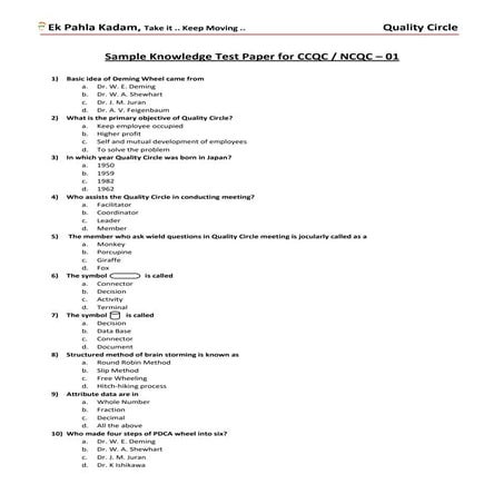 NCQC 2018 Knowledge Test _ Sample Paper 1 | PDF