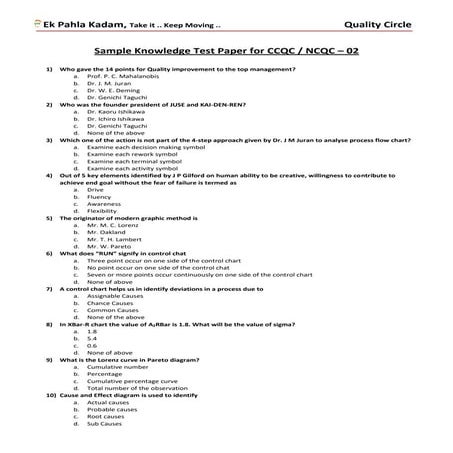 NCQC 2018 Knowledge Test _ Sample Paper 1 | PDF