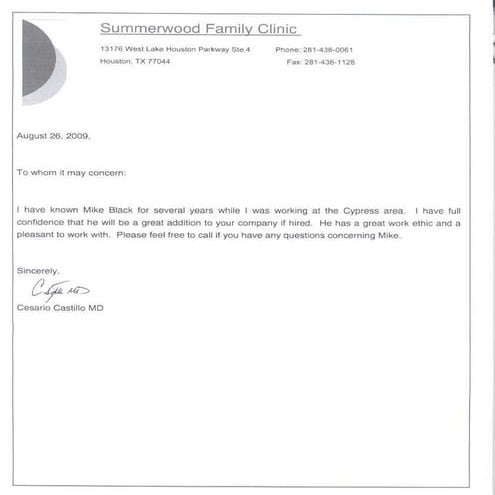 Physician Reference Letter | PDF