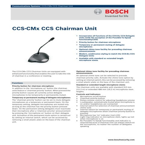 thông số kĩ thuật BOSCH CCS-CML | PDF