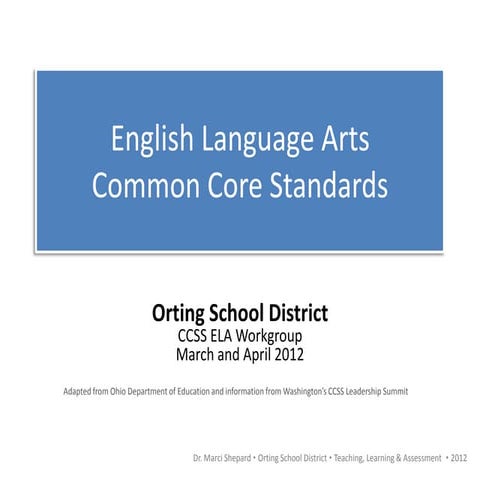 Common Core State Standards ELA Workgroup 2012 | PPTX