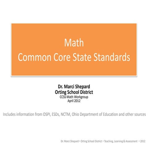 Common Core State Standards Math Workgroup Training | PPTX