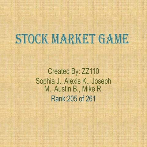 Stock Market Game | PPT