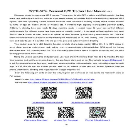 Cctr 620+ gps tracker manual -english -20141121 | PDF