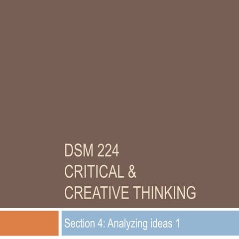 Critical and Creative Thinking | PDF