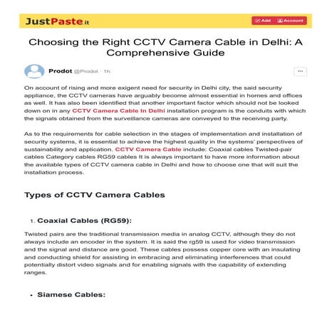 Reliable CCTV Camera Cable for Clear Surveillance | PDF