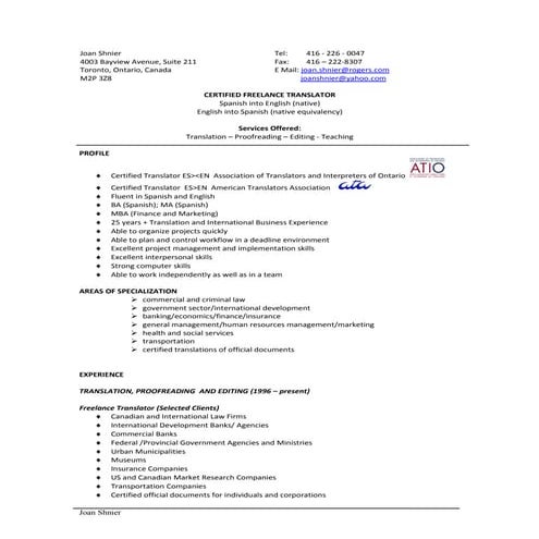 CV J.Shnier | PDF | Business Administration | Business