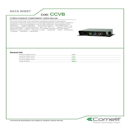 Comelit CCVB Data Sheet | PDF