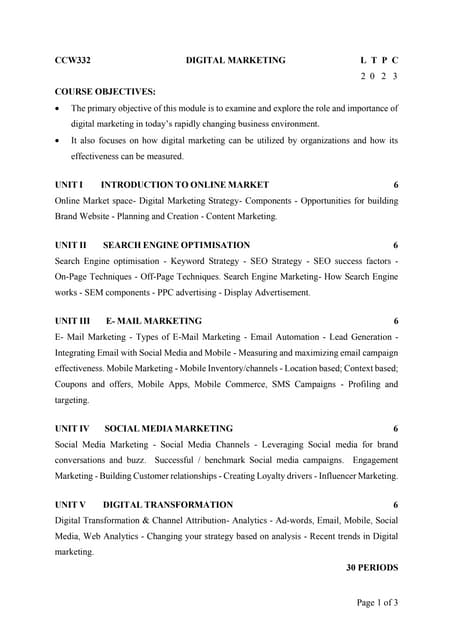 CCW332-Digital Marketing Unit-1 Notes | PPT
