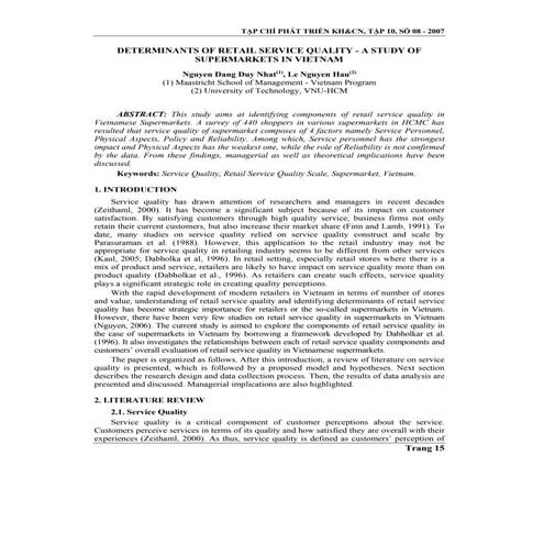 A Measure Of Service Quality For Retail Stores Scale Development And ...